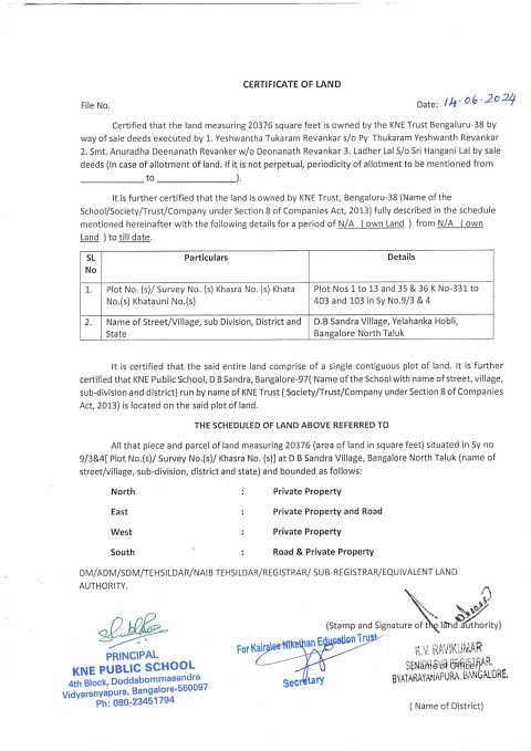 KNEPS Land Certificate | KNE Trust Institutions